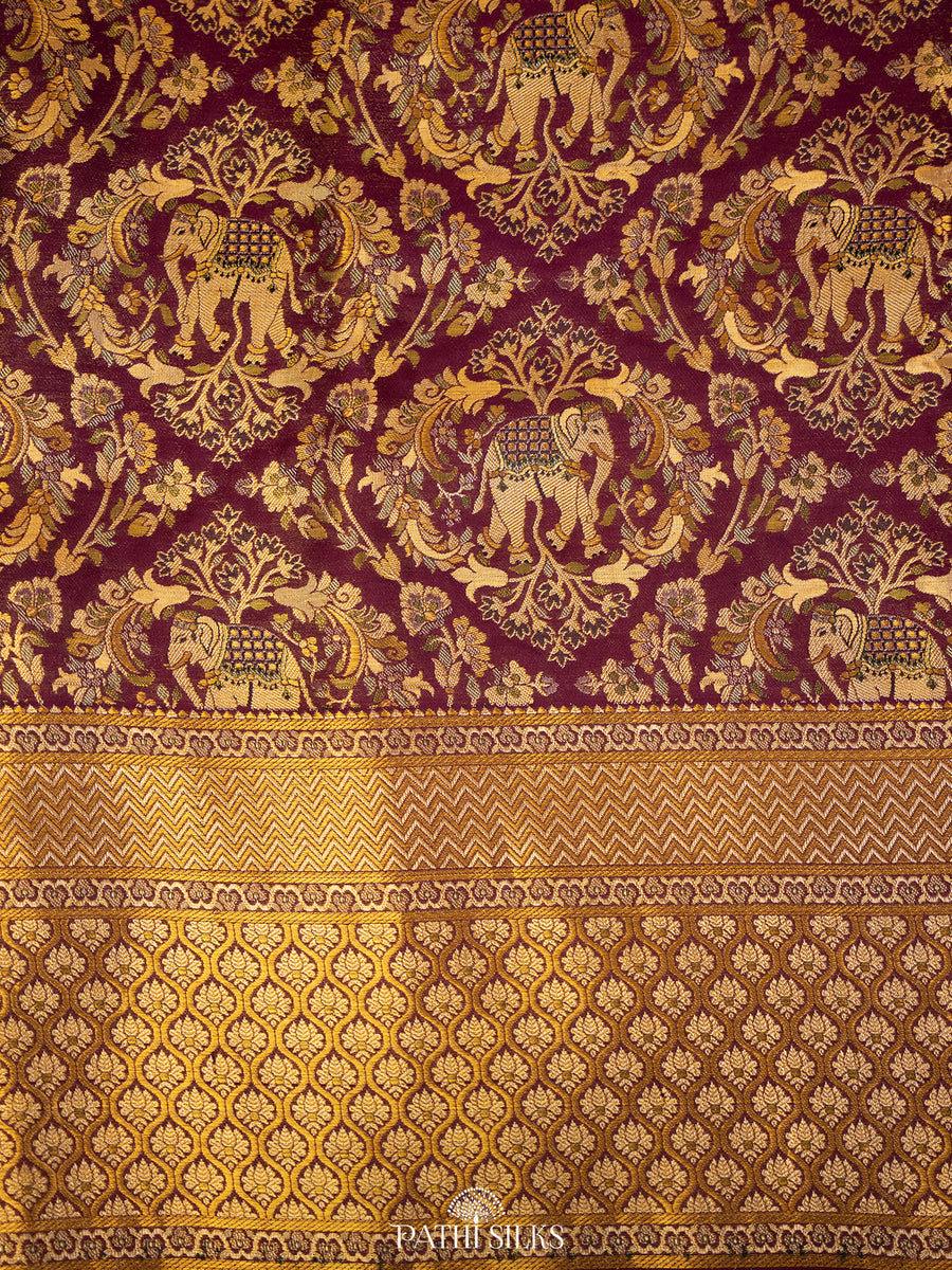 Purple Brocade Kanjivaram Silk Saree – Pathi Silks